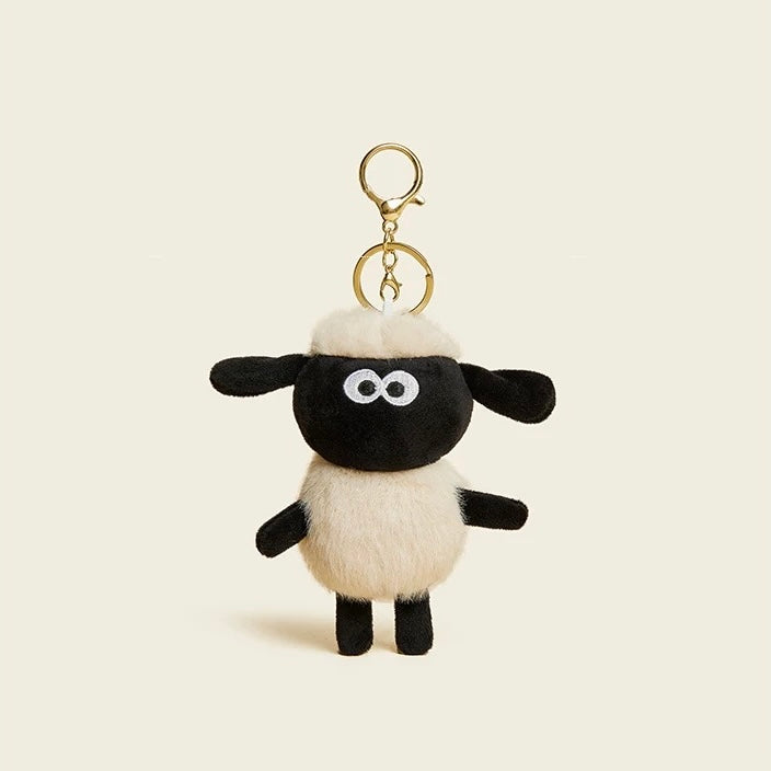 Black White Plush Sheep Keychain | Adorable Key Accessory – Lldanduno